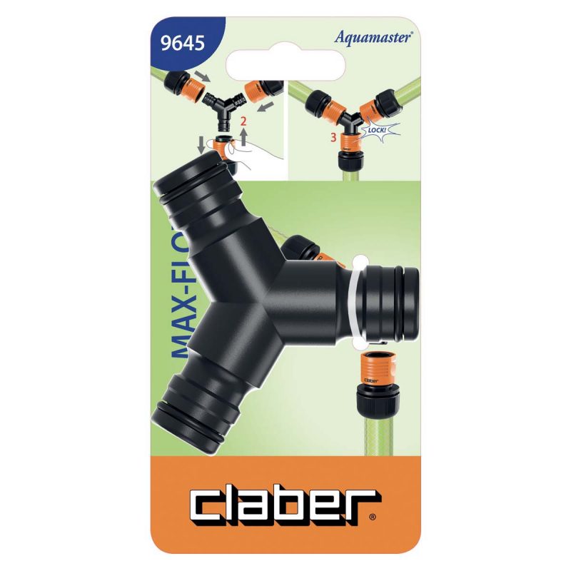 Khớp nối ống nước chữ Y lưu lượng lớn Claber 9645 | Tê 120 độ